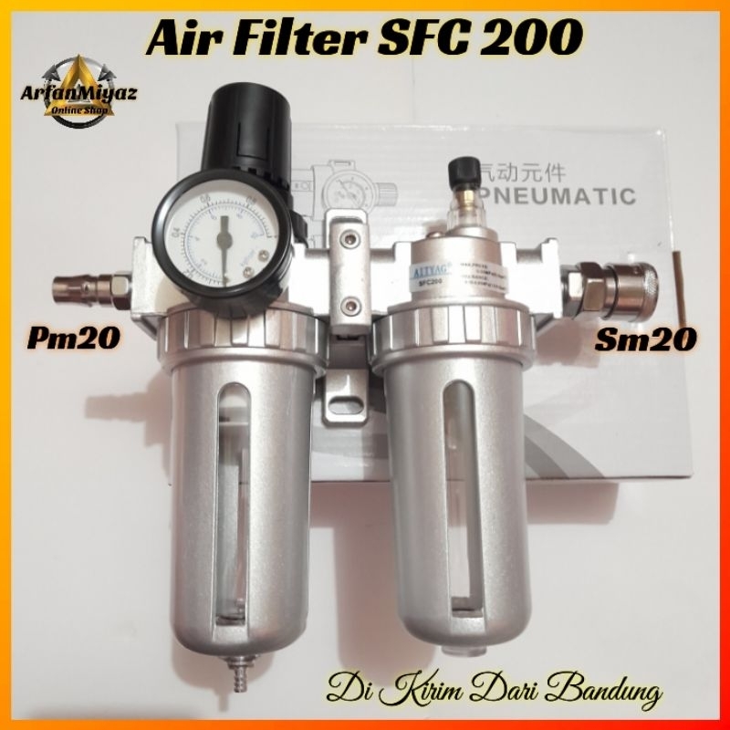 Jual Air filter Regulator Sfr200 Satu Tabung, Sfc200 Dua Tabung Plus Coupler Sm20+Pm20 Drat 1/4 ...