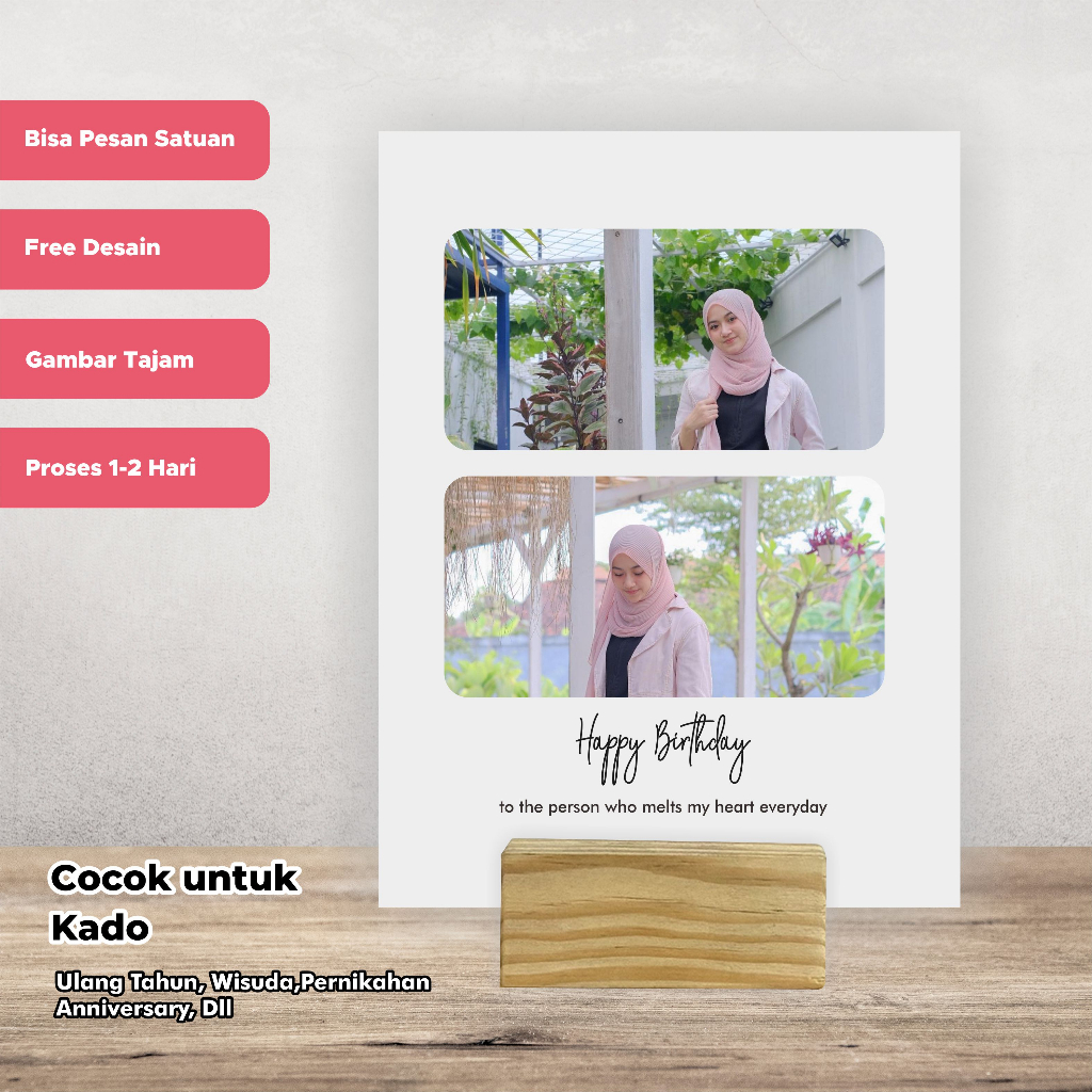 Jual Stand Foto Estetik / Cetak Foto Custom Stand Kayu / Hadiah Ulang ...