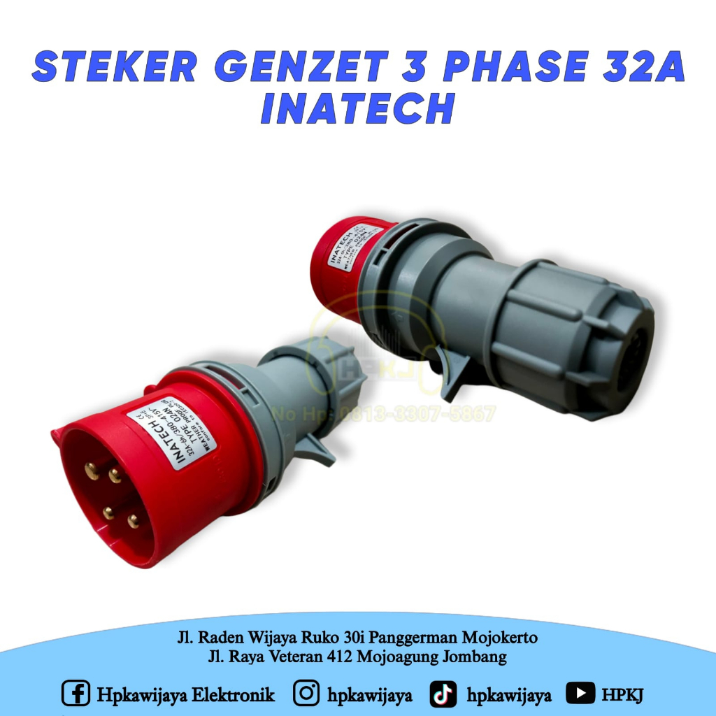 Jual STEKER GENZET 3 PHASE 4 PIN 32A INATECH plug mounting male genset ...