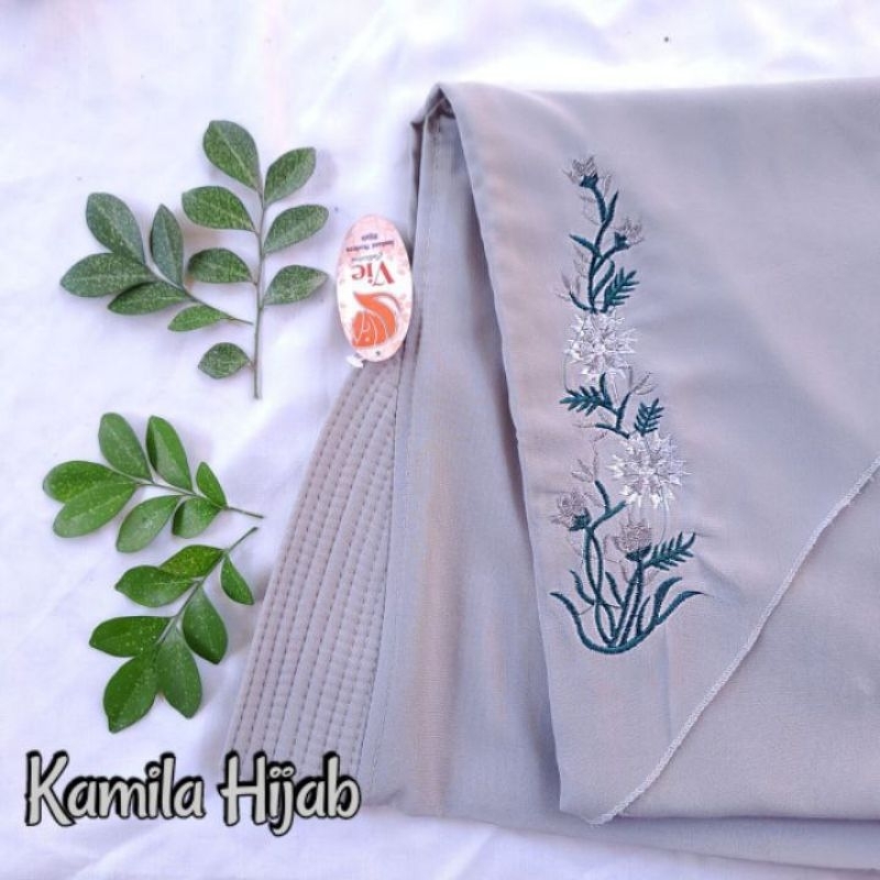 Jual (COD) Khimar 2 Layer Ceruty Premium Hijab Bordir Bunga Melati ...