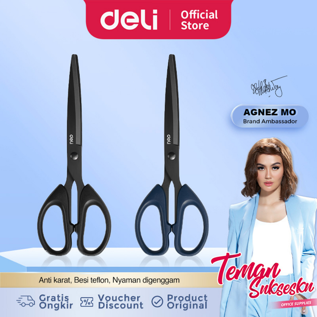 Jual Deli Gunting Teflon / Scissor Anti Karat Nyaman Digenggam 6009-S | Shopee Indonesia