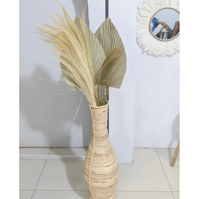 Jual PAKET HEMAT DAN VAS ROTAN 70CMPAMPAS+DAUN PALEM KERING+BUNGA ...