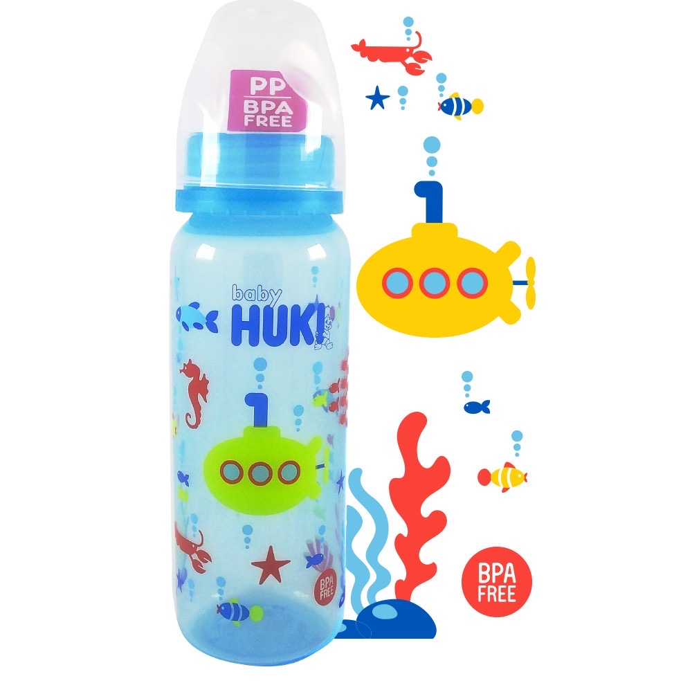 Jual Botol Susu Lucu Baby Huki Orthodontic Nipple PP warna Blue Pink ...