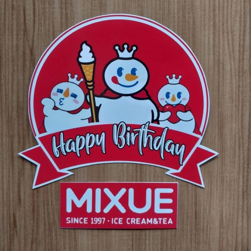 Jual cake topper mixue/hiasan kue ulang tahun mixue (1 set siap pakai ...