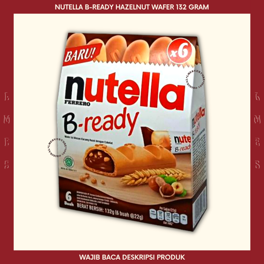 Jual [ LMES ] Wafer Coklat Nutella Ferrero B-ready Hazelnut Wafer 132 ...