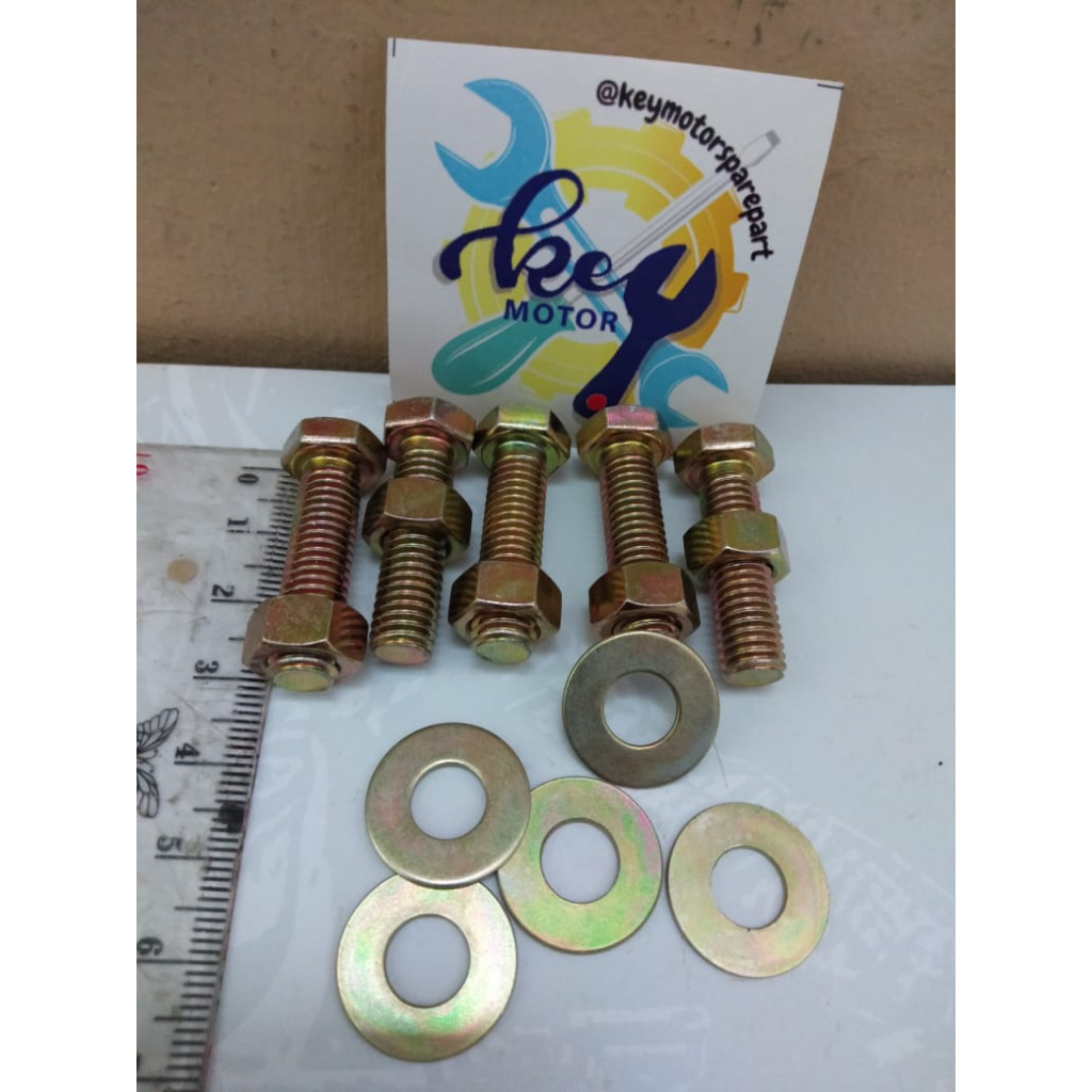 Jual Baut Kunci 12 Motor Kuningan 8 x 30 Baut + Mur + Reng 12 - Harga ...