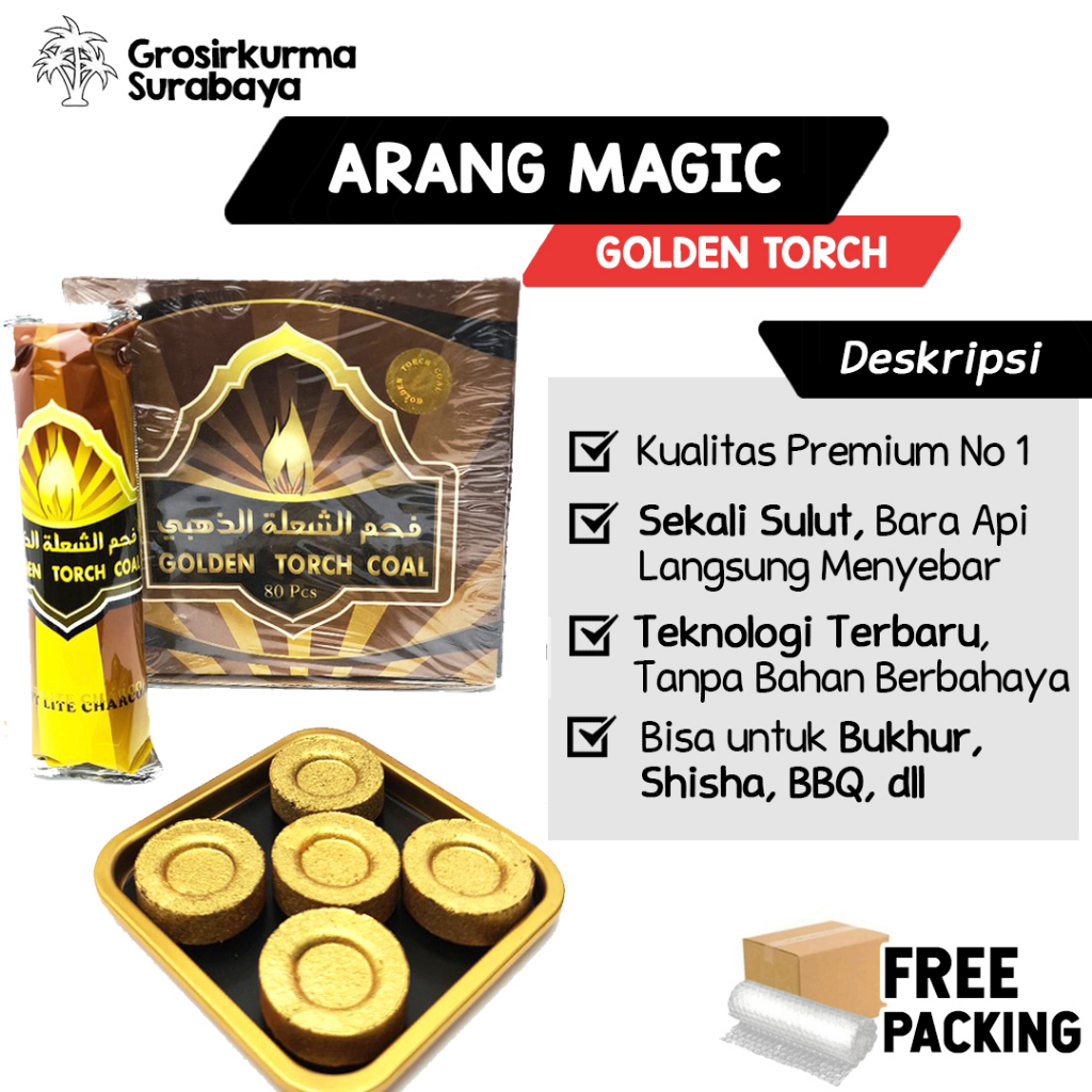 Jual ARANG MAGIC EMAS Golden Torch Sekali Sulut Langsung Menyala Untuk ...