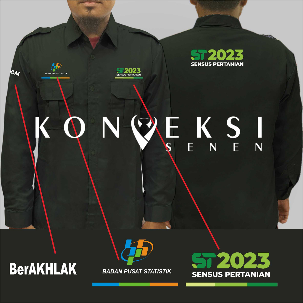 Jual seragam bps kemeja bps badan pusat statistik | sensus pertanian lengkap full bordir ...