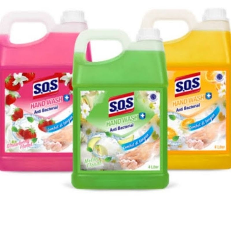 Jual SOS Hand Wash Antibacterial 4L JERIGEN - S.O.S Hand Soap Galon 4 ...
