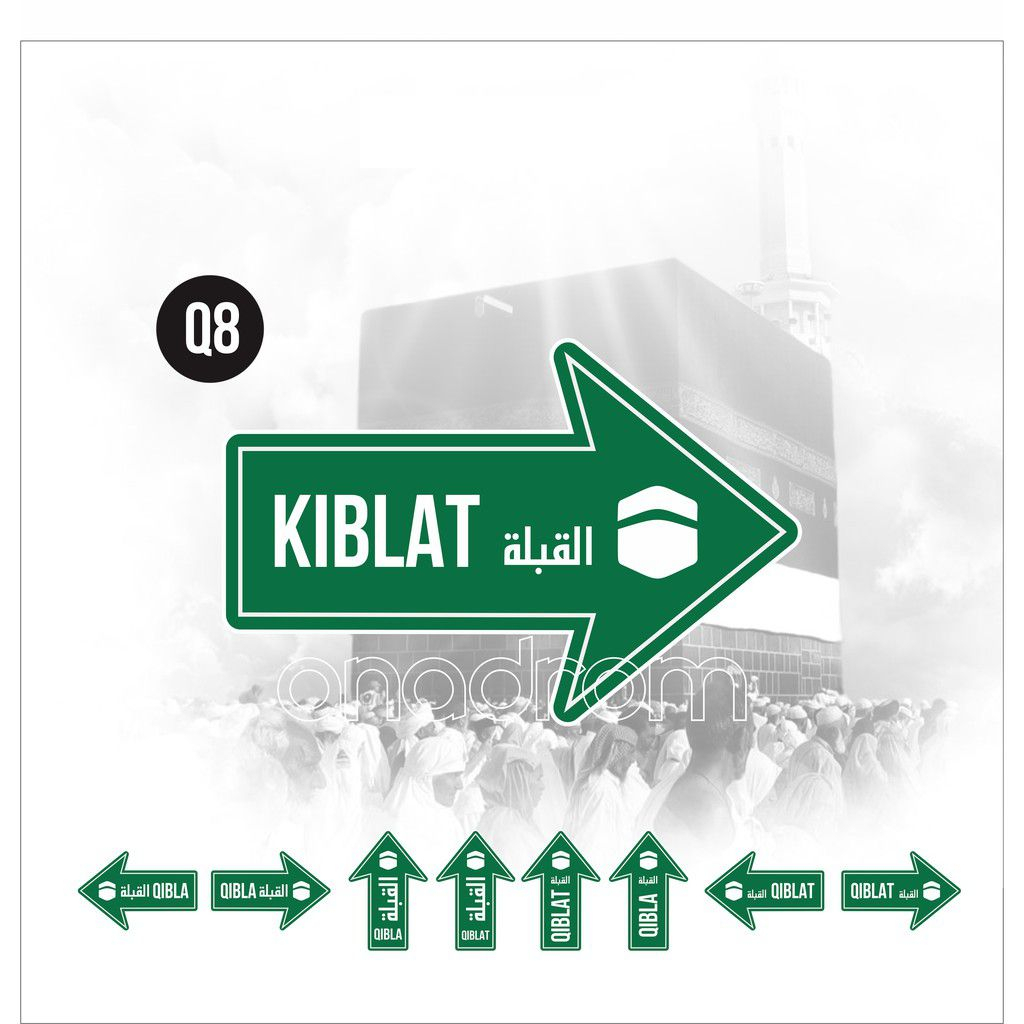 Jual Stiker Arah Kiblat Qibla Sign Stiker Arah ka'bah/Sholat Ukuran ...
