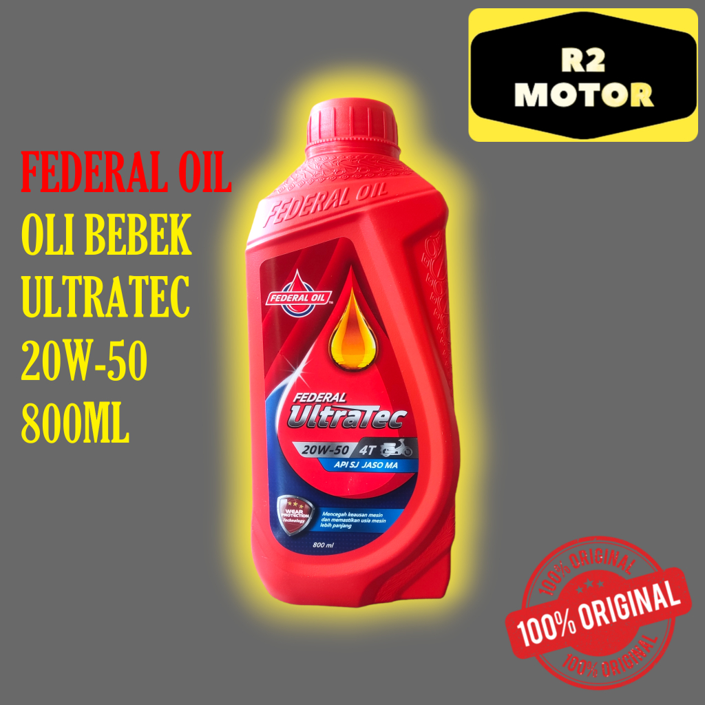 Jual OLI MESIN MOTOR BEBEK FEDERAL OIL ULTRATEC 20W-50 0.8L 800ML SUPRA BLADE REVO JUPITER VEGA ...
