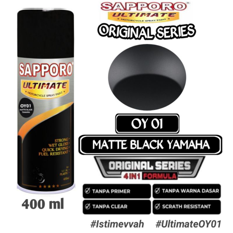 Jual OY01 MATTE BLACK YAMAHA SAPPORO ULTIMATE ORIGINAL SERIES 400ml Cat Semprot Pilok Pylok ...