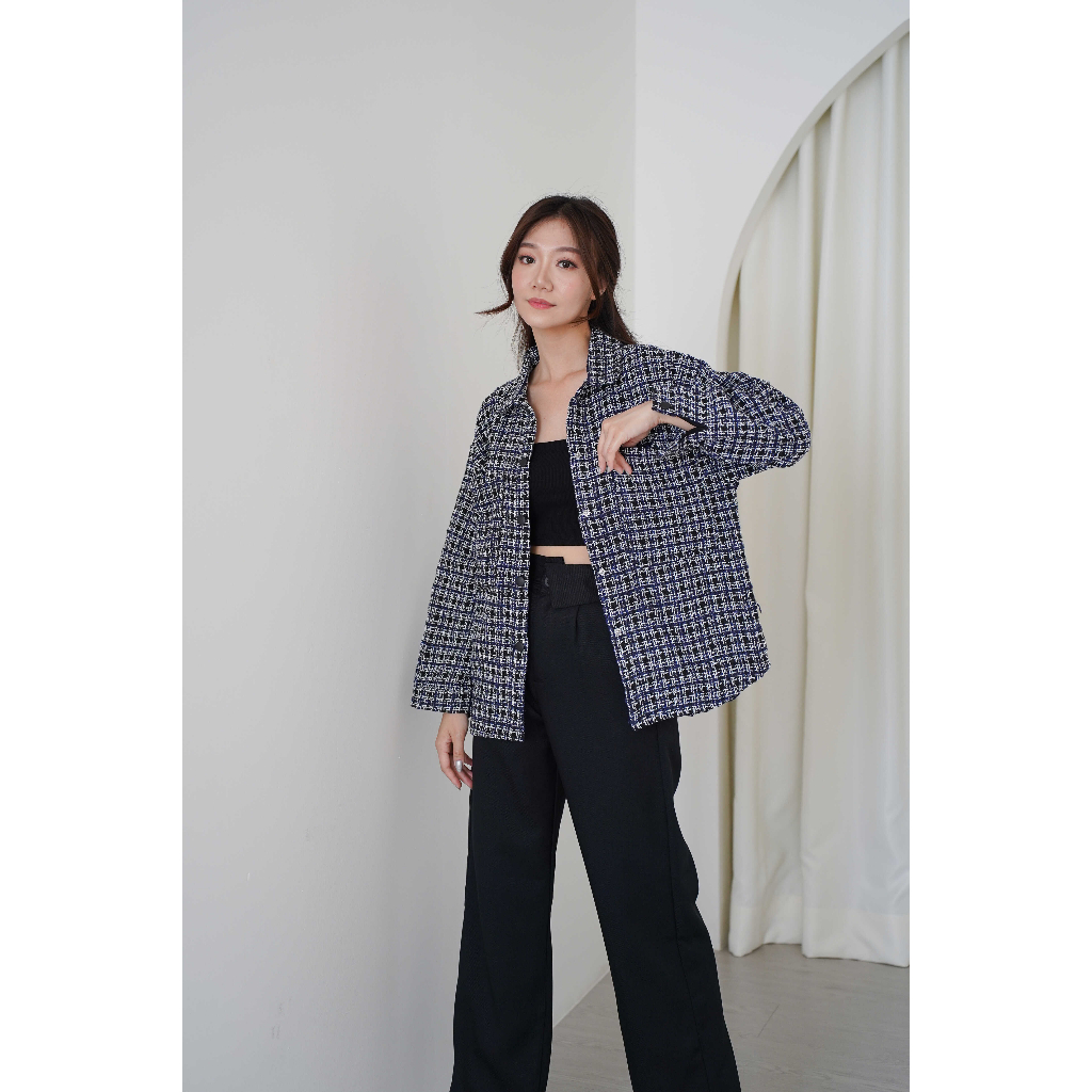 Jual LEENBENKA Liliana Kemeja Outer Tweed #793 | Shopee Indonesia