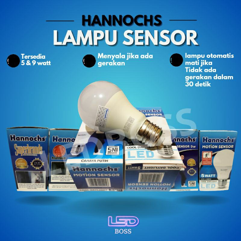 Jual lampu sensor gerak motion sensor HANNOCHS PUTIH 5WATT SNI | Shopee ...