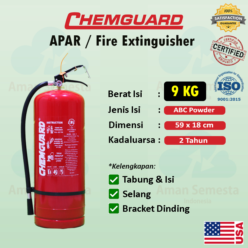 Jual APAR 9 KG ABC Powder CHEMGUARD - Alat Pemadam Api (APAR) / Fire Extinguisher DCP | Shopee ...