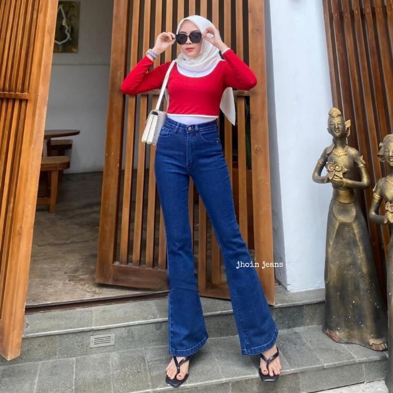 Jual HW Cutbray Jeans Wanita - Celana Cutbray Strecht Kekinian - Cutbray Flared- Streetch ...