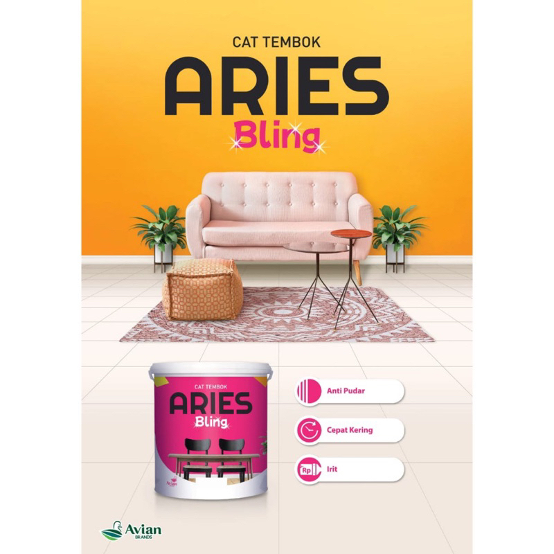Jual Cat Tembok ARIES BLING Avian Kemasan 5KG banyak warna semua warna ...