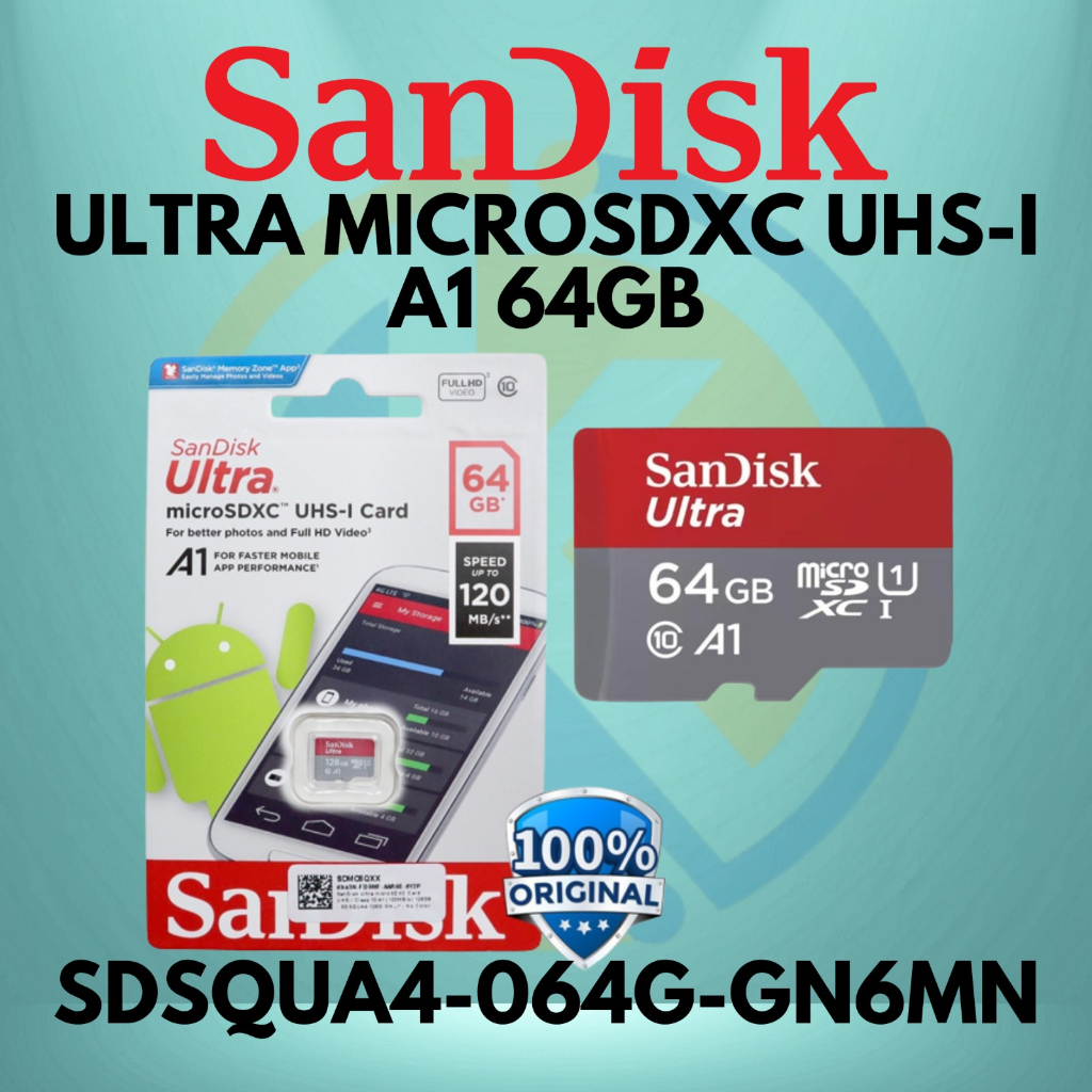 Jual SANDISK ULTRA 64GB MICROSDXC UHS-I A1 120MB/s [ SDSQUA4-064G-GN6MN ] | Shopee Indonesia