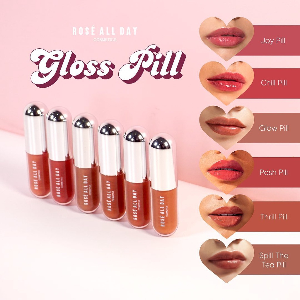 Jual Rosé All Day Lip Gloss | CHILL PILL | JOY PILL | GLOW PILL | SPILL THE TEA | THRILL PILL ...