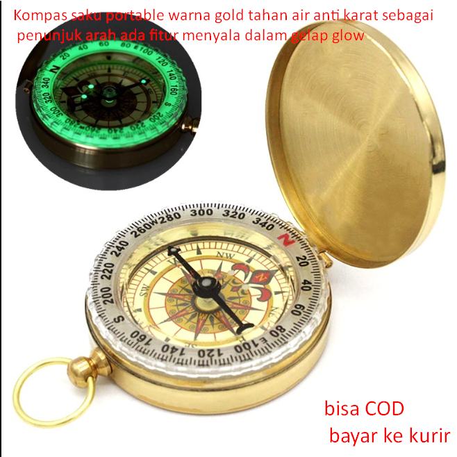 Jual Kompas saku portable warna gold tahan air anti karat sebagai ...