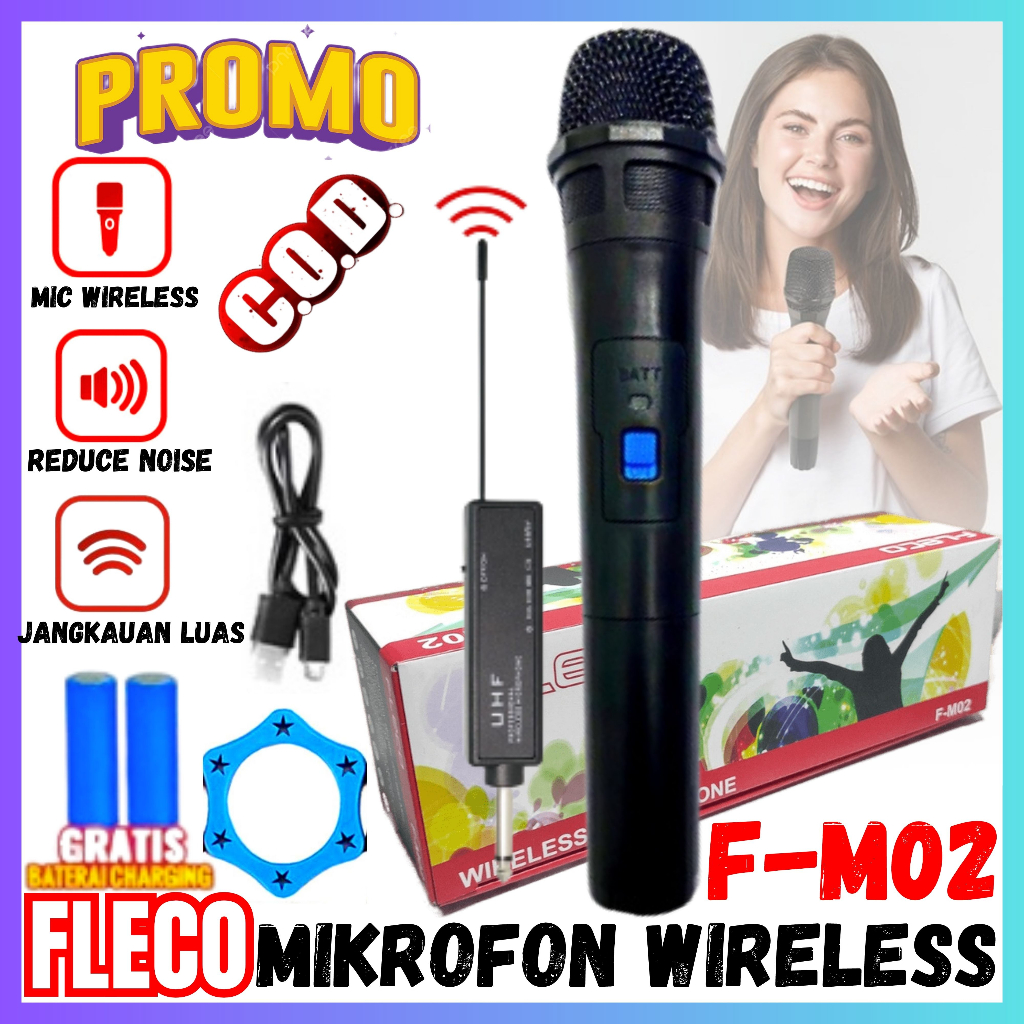 Jual Mic Bluetooth KARAOKE Wireless tanpa Kabel Fleco F-M02 | Mic ...