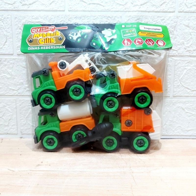 Jual Mainan DIY Set Truk Kebersihan - Miniatur Mobil Mobilan Sampah ...