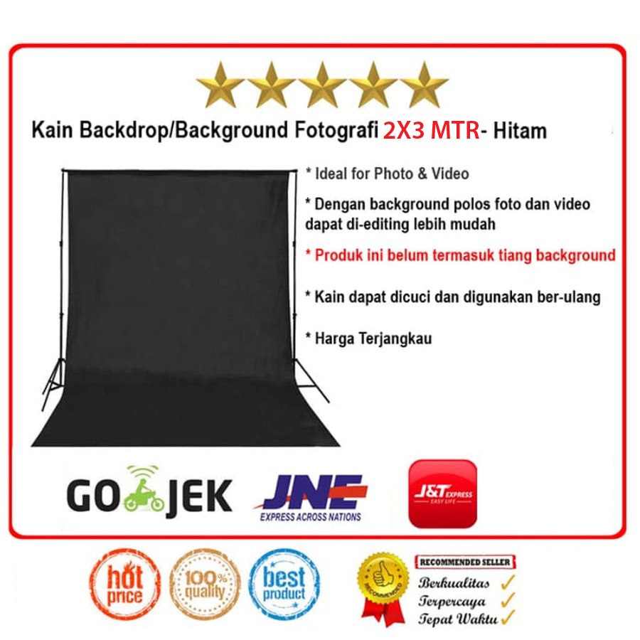 Jual Kain Background/Backdrop Studio Fotografi 2x3 Meter - Hitam ...
