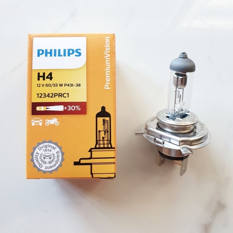 Jual BOHLAM LAMPU DEPAN H4 12V 60/55W PHILIPS ORIGINAL PREMIUM VISION | Shopee Indonesia