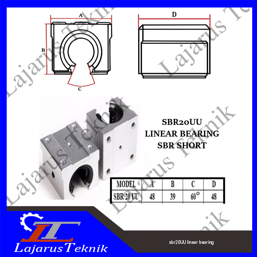 Jual SBR20UU / SBR 20 UU Linear Bearing Block 1 pcs | Shopee Indonesia