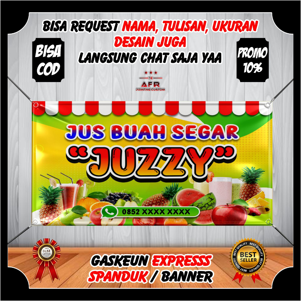 Jual COD Spanduk Banner Backdrop Jualan Jus Buah Viral Segar Kekinian ...