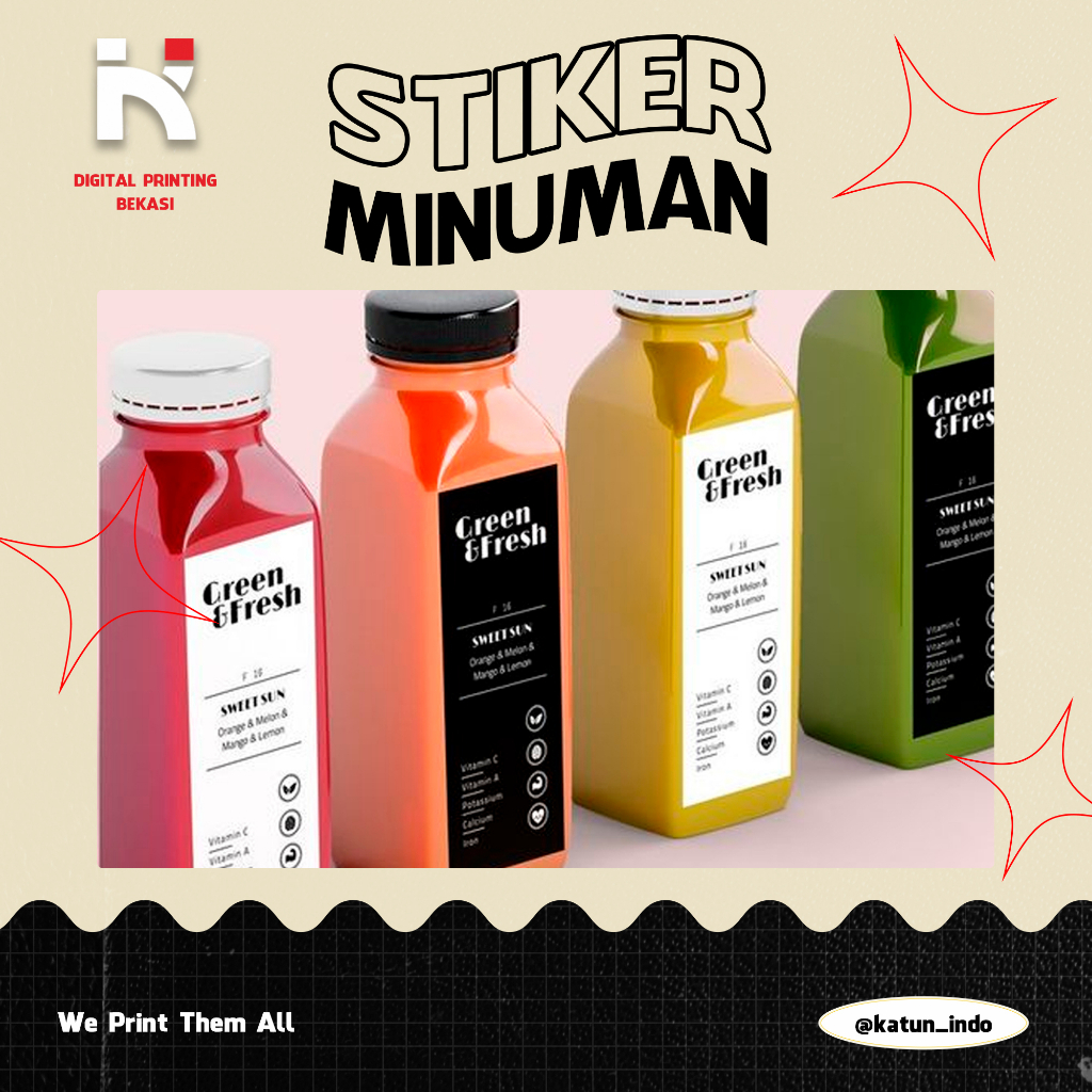 Jual Cetak Stiker Minuman Botol Stiker Anti Air Vinyl Cutting | Shopee ...
