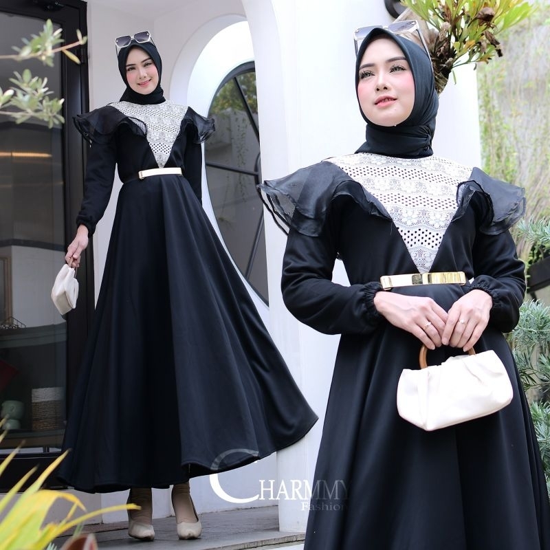 Jual LEXA gamis lebaran mewah gamis hitam mayung dress prewedding hijab ...