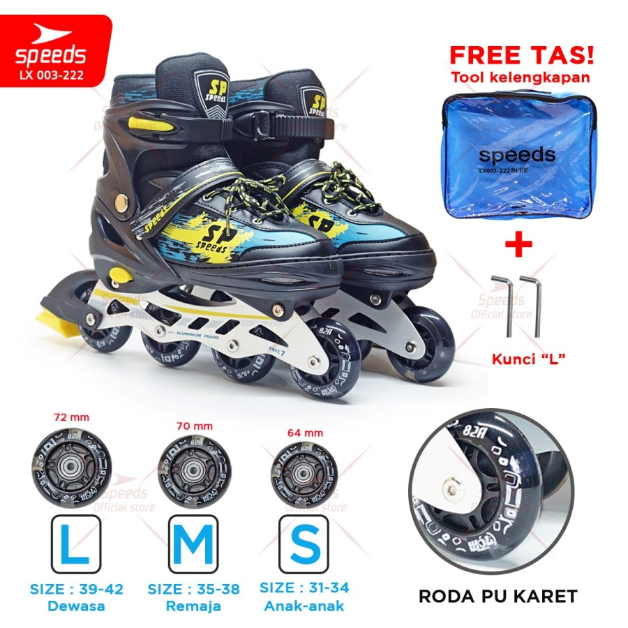 Jual SPEEDS Sepatu Roda Anak Dewasa Remaja Roller Skate Nyala Karet ...