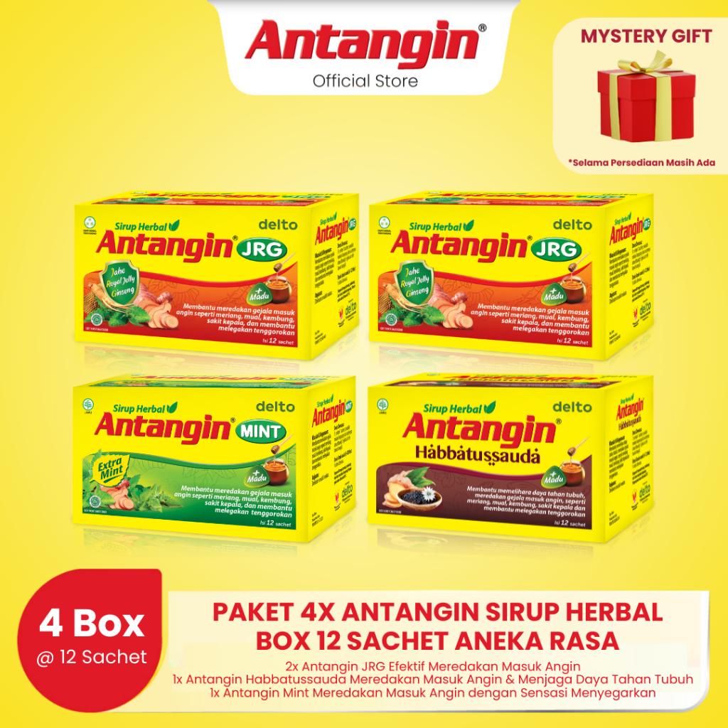 Jual Paket 4x Antangin Sirup Herbal Box 12s Aneka Rasa (JRG-Habba-Mint ...