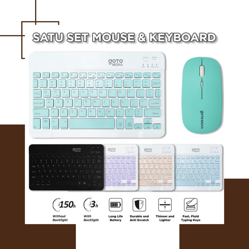 Jual Goto Moka Keyboard Mouse Set Wireless Portable Laptop Komputer | Shopee Indonesia