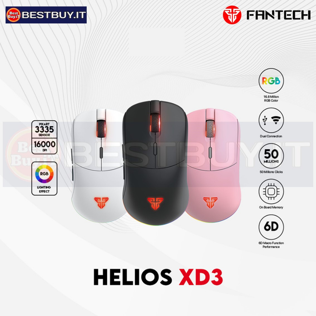 Jual Fantech HELIOS XD3 Wireless Mouse Gaming RGB Dual Mode | Shopee ...