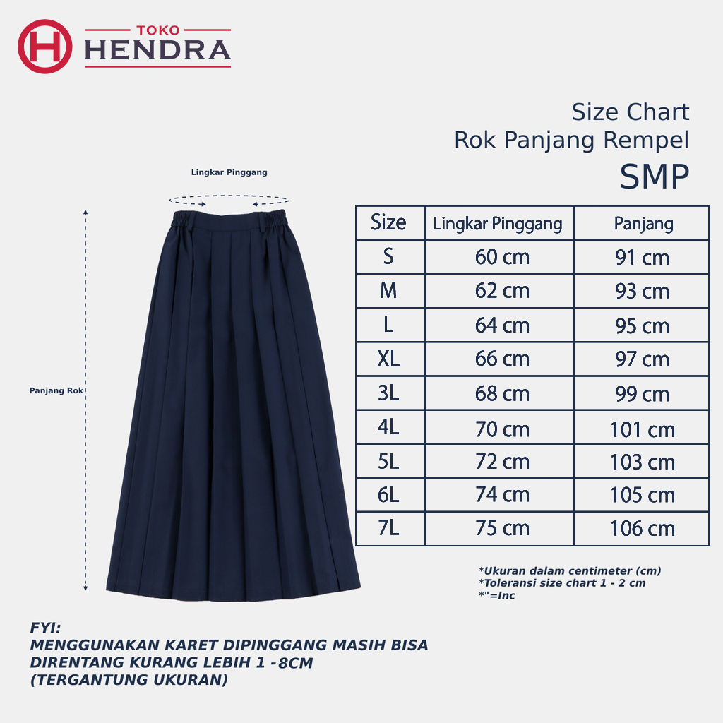 Jual Rok Rempel Biru Panjang SMP Pinggang Karet |Rok Rempel SMP | Rok ...