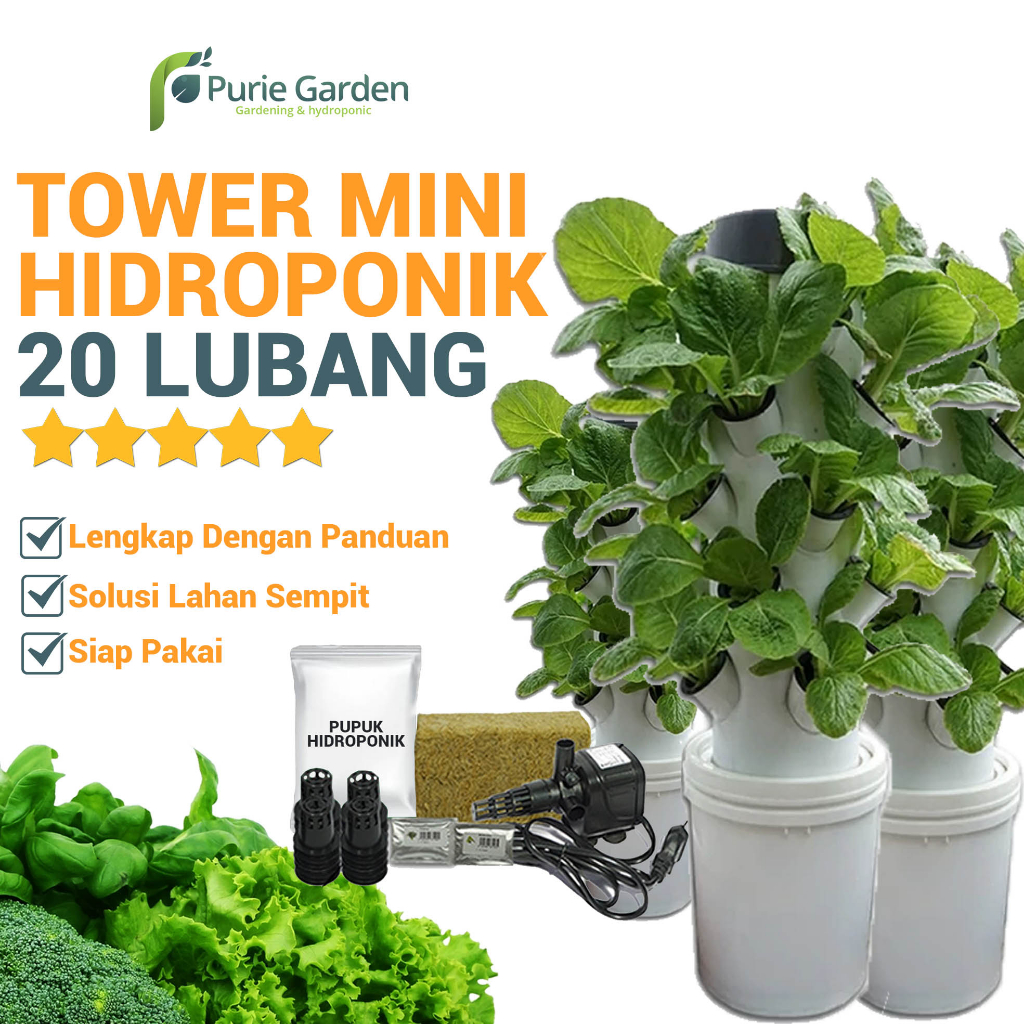 Jual Paket Hidroponik Tower Hidroponik Mini/Mini Garden Tower 20 Lubang PG KDR | Shopee Indonesia