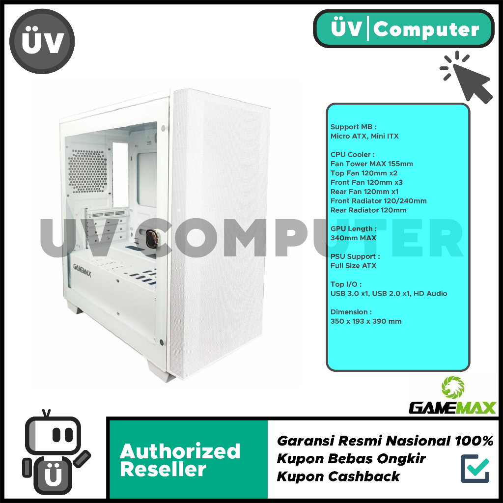 Jual Casing PC Komputer Gamemax AERO MINI Mesh Full White M-ATX Case | Shopee Indonesia