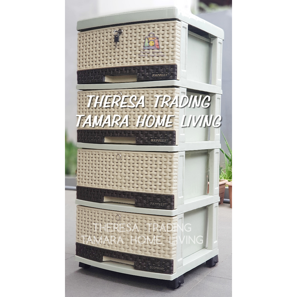 Jual LEMARI PLASTIK NAPOLLY SCD 4 SUSUN 4 LACI DI LENGKAPI RODA DAN ...