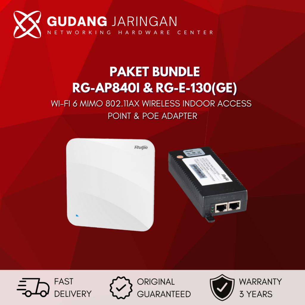 Jual RG-AP840I & RG-E-130GE WI-FI 6 INDOOR ACCESS POINT & POE ADAPTER | Shopee Indonesia