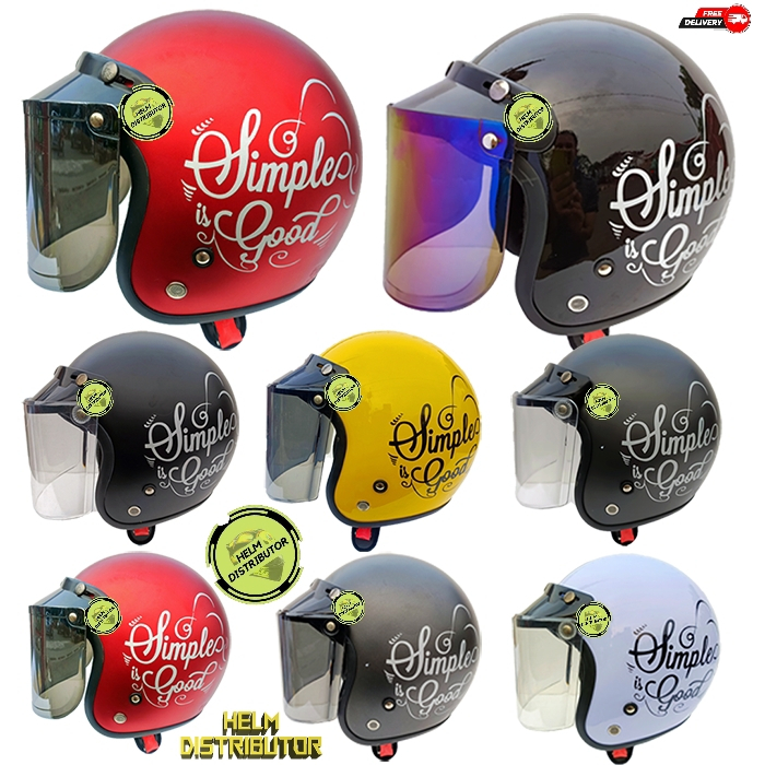 Jual HELM BOGO RETRO MOTIF KACA DATAR SILVER DAN PELANGI DEWASA PRIA ...