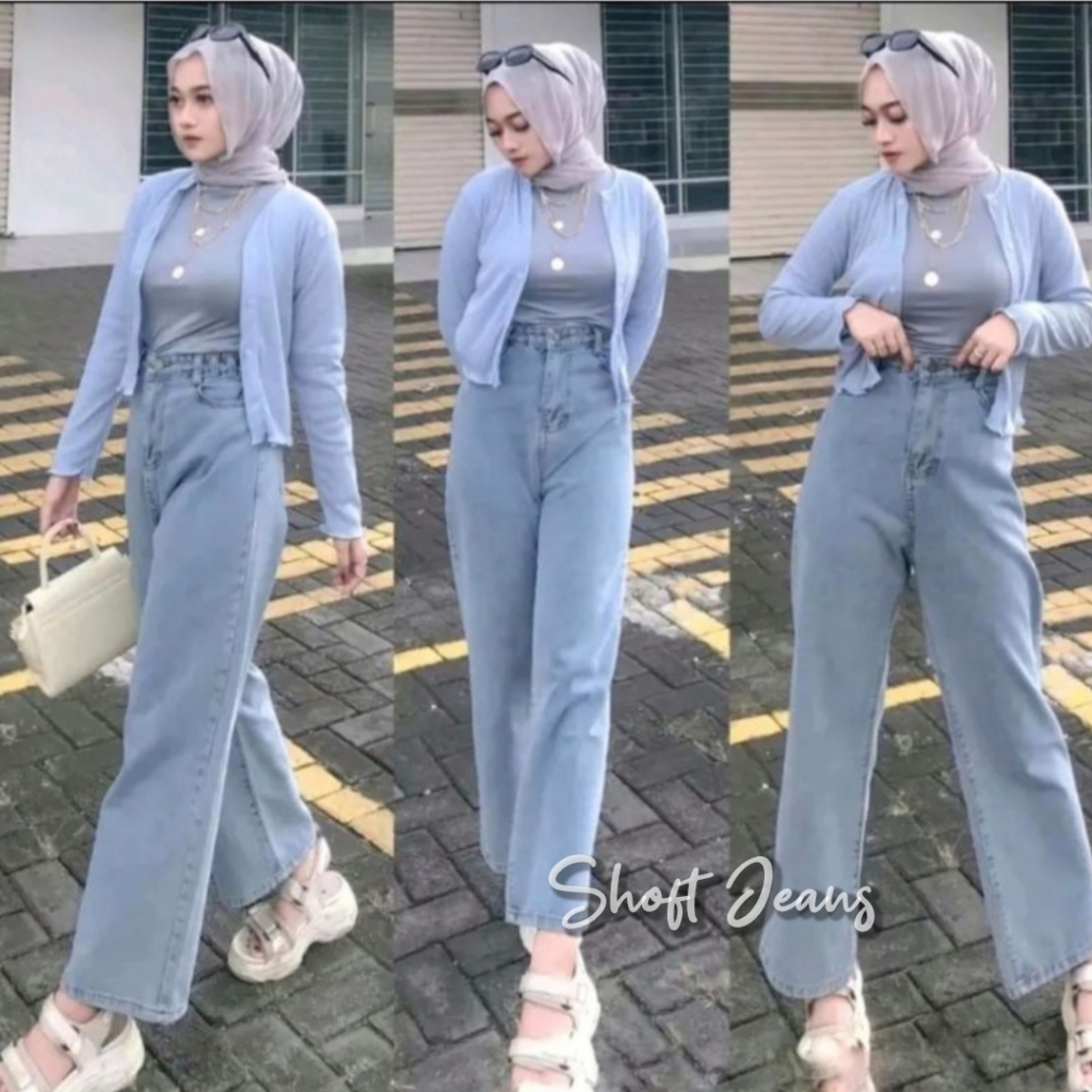 Jual Celana Highwaist Korea Style Kulot Jeans Loose Acid Panjang 100 ...