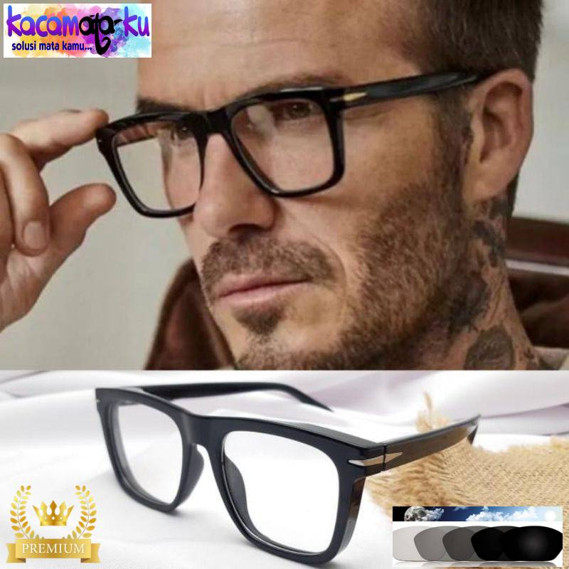 Jual Frame Kacamata Minus Pria Sporty David Beckham Square Photocromic ...