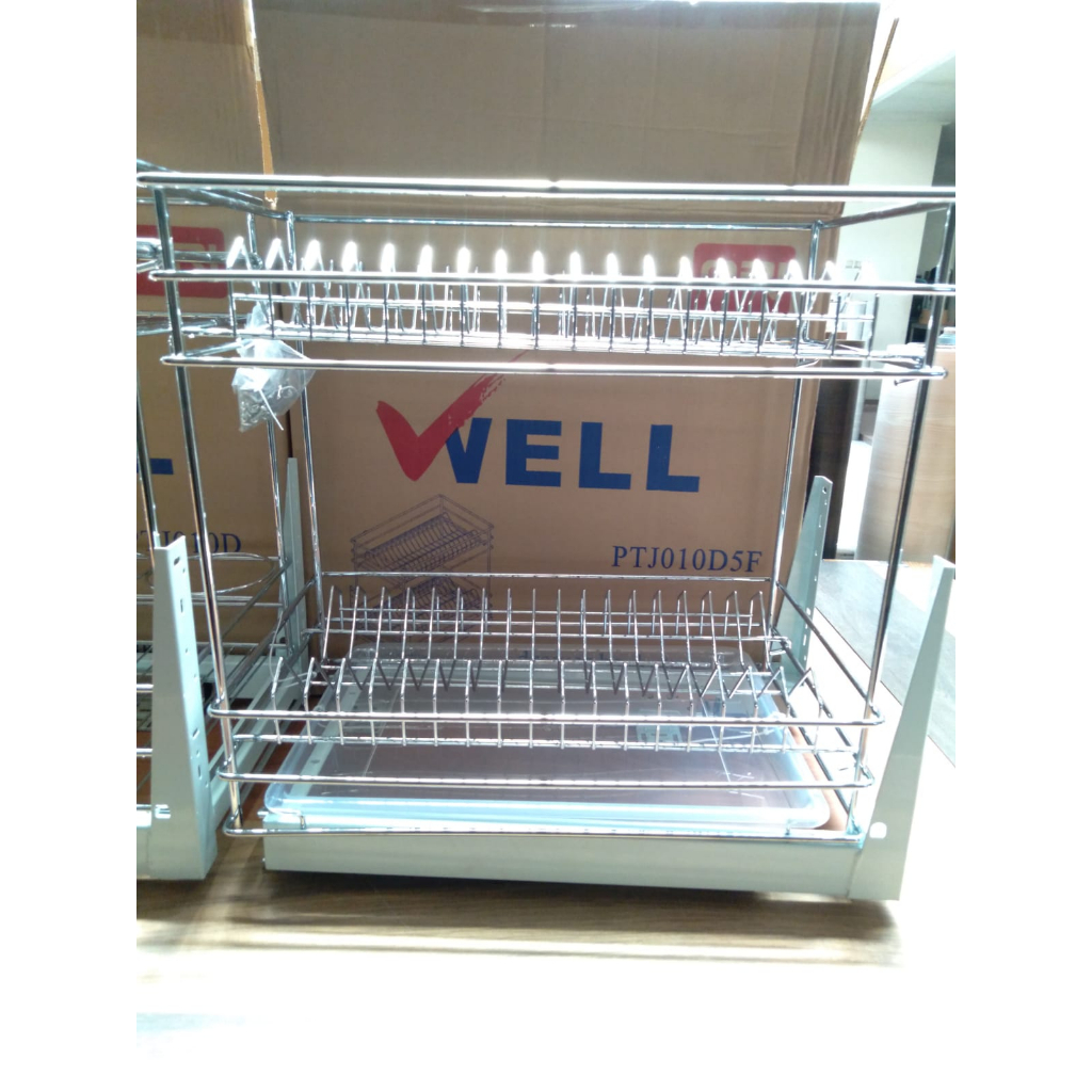 Jual Rak Piring Tarik dan Botol Chrome Steel / Rak kitchen set lemari ...