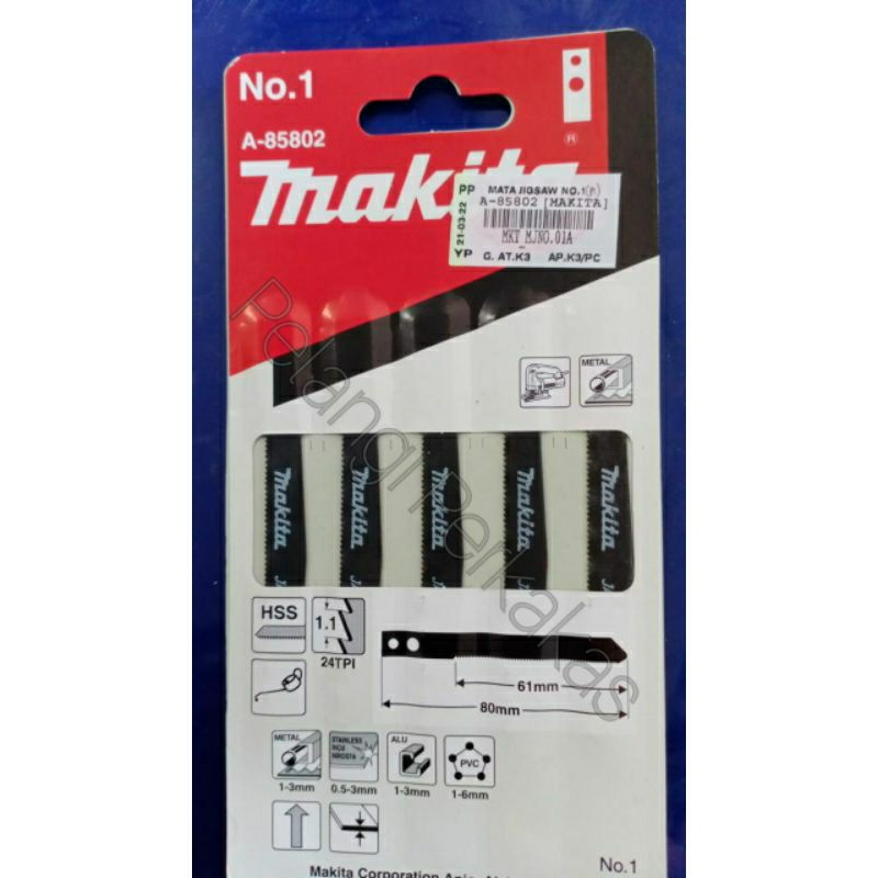Jual Mata Jigsaw MAKITA No 1 ORIGINAL/Mata Gergaji No 1/Jigsaw Blade ...