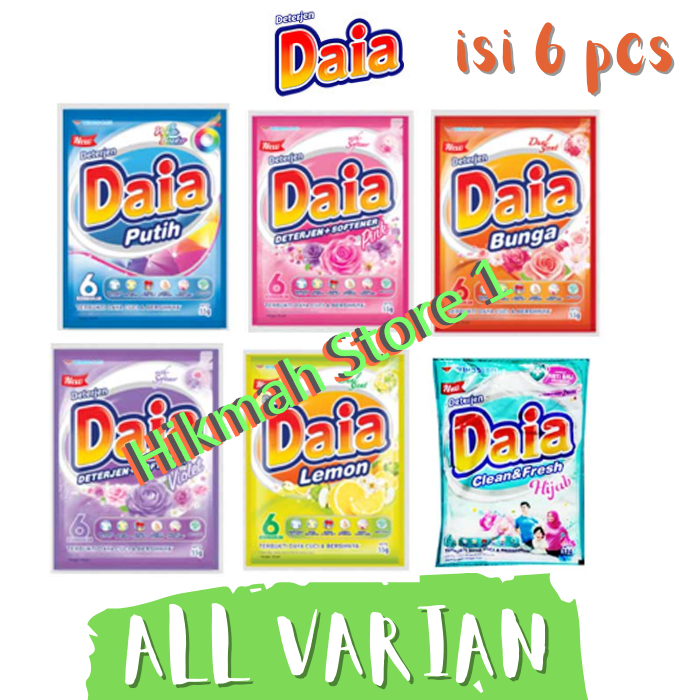 Jual DAIA DETERGENT BUBUK 53 GRAM 1 RENCENG ISI 6 SACHET | Shopee Indonesia