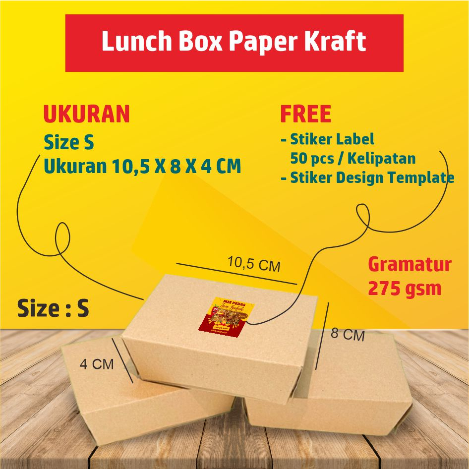 Jual lunch box paper ukuran S box makanan paper craft full laminasi ...