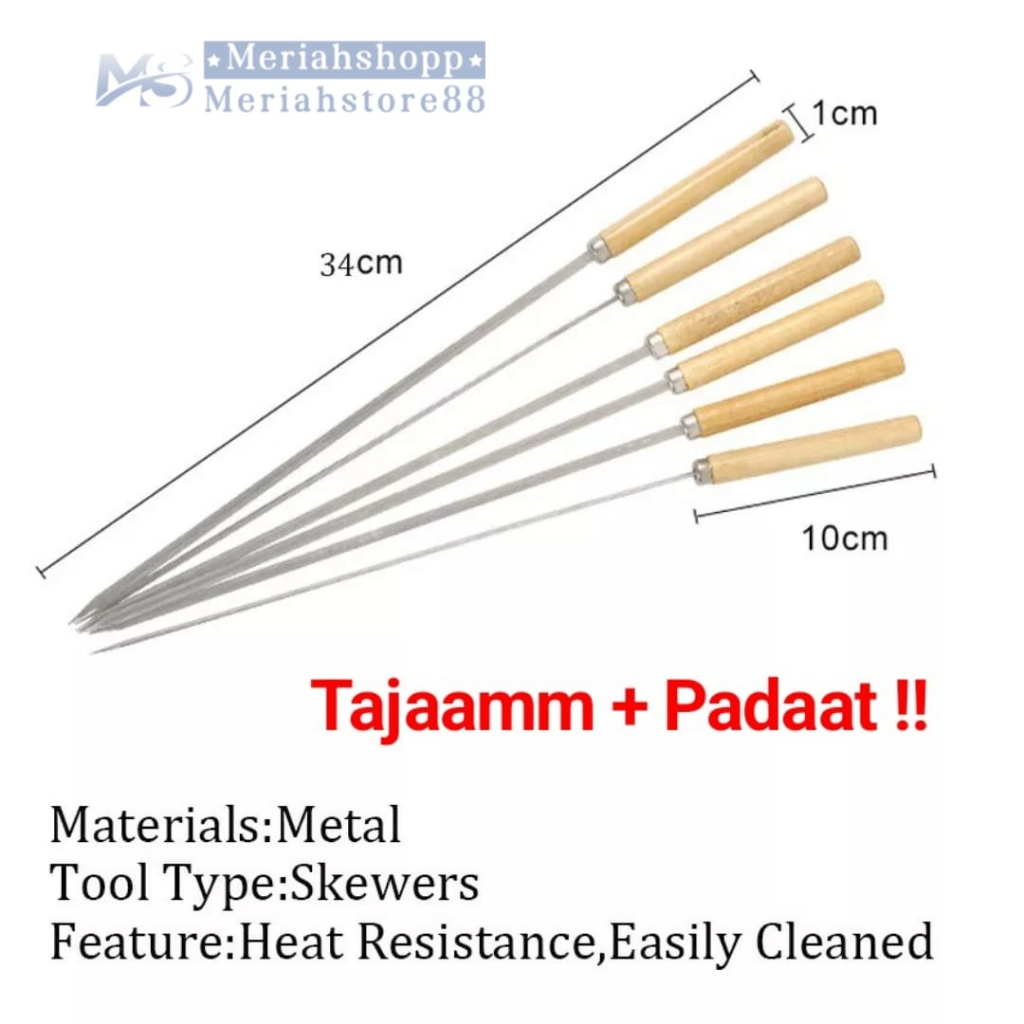 Jual Alat Tusuk Penusuk Sate Panjang 34cm Stainless Tebal FOODGRADE ...