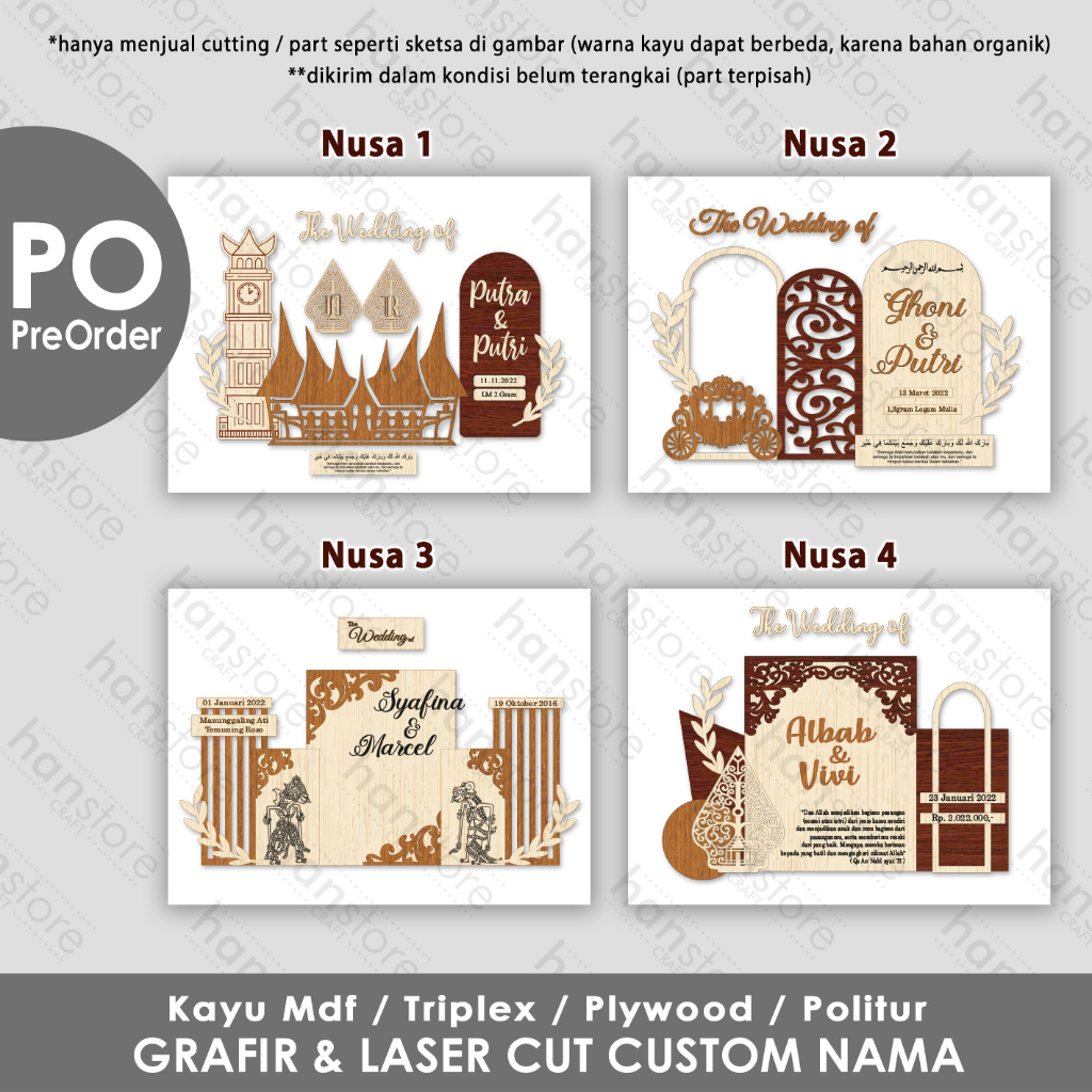 Jual Po Set Nama Tanggal Nominal Custom Mahar Nusa Dekorasi Mahar Kayu